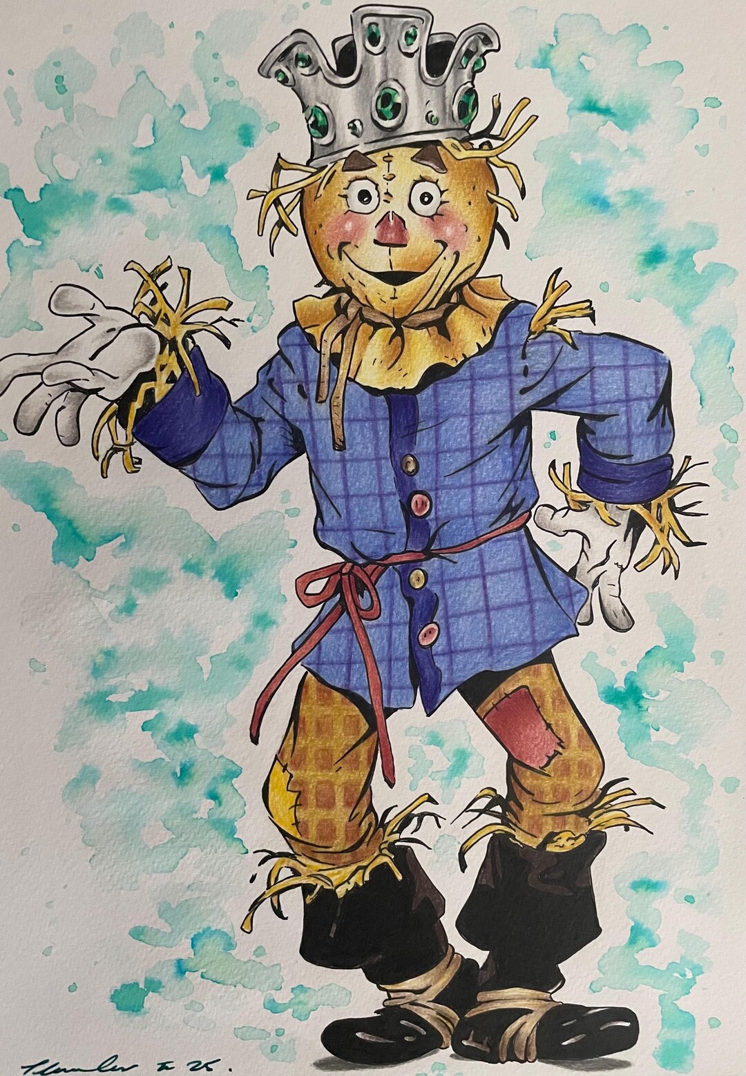 The Scarecrow Return to Oz Original Fan-art Drawing / Painting .uk A4 ...