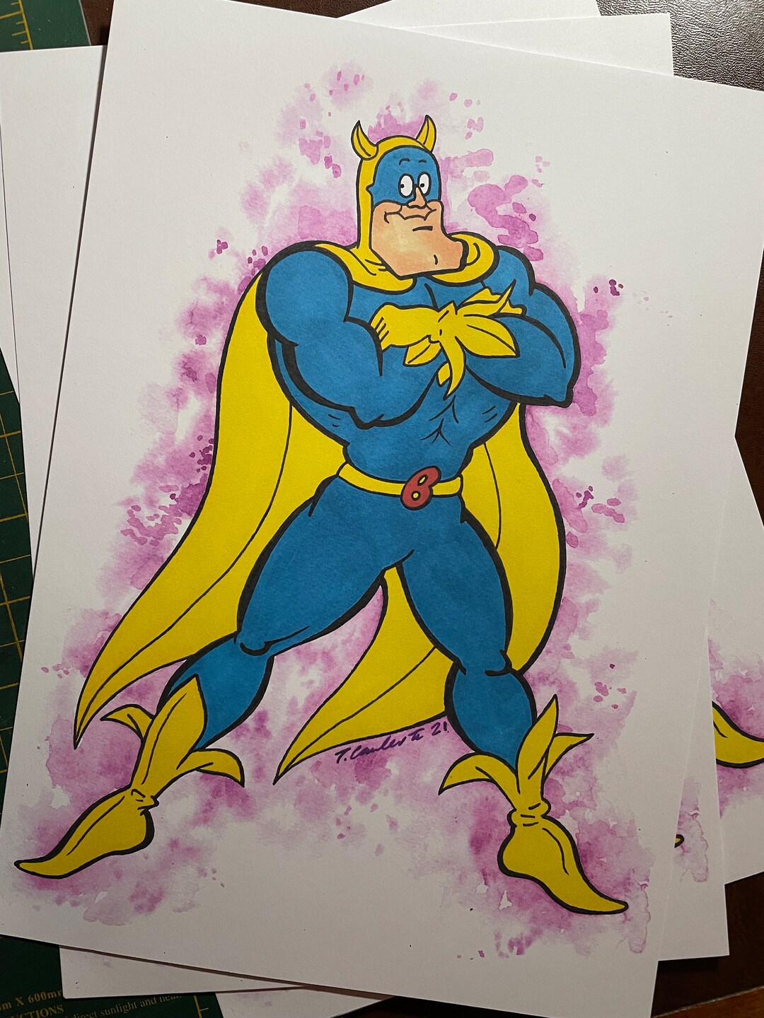PRINT … Bananaman .. Signed Original Fan-art Print A4. 80s Cartoon Eric ...