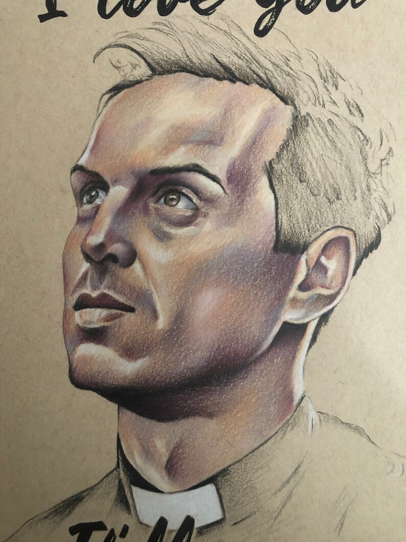 Fleabag Hot Priest Original Drawing . Fan-art . A4 .. I Love - Etsy