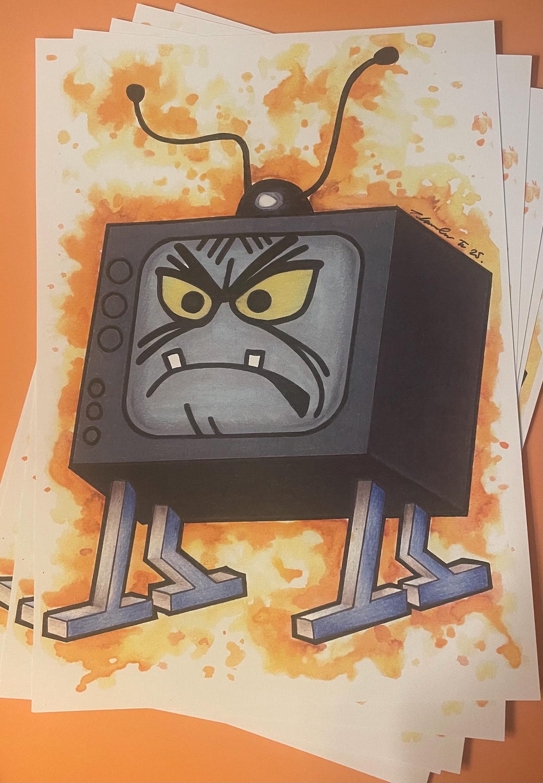 PRINT .. Evil Edna .. Signed Fan-art. Willow the Wisp . Uk A4 Size ...