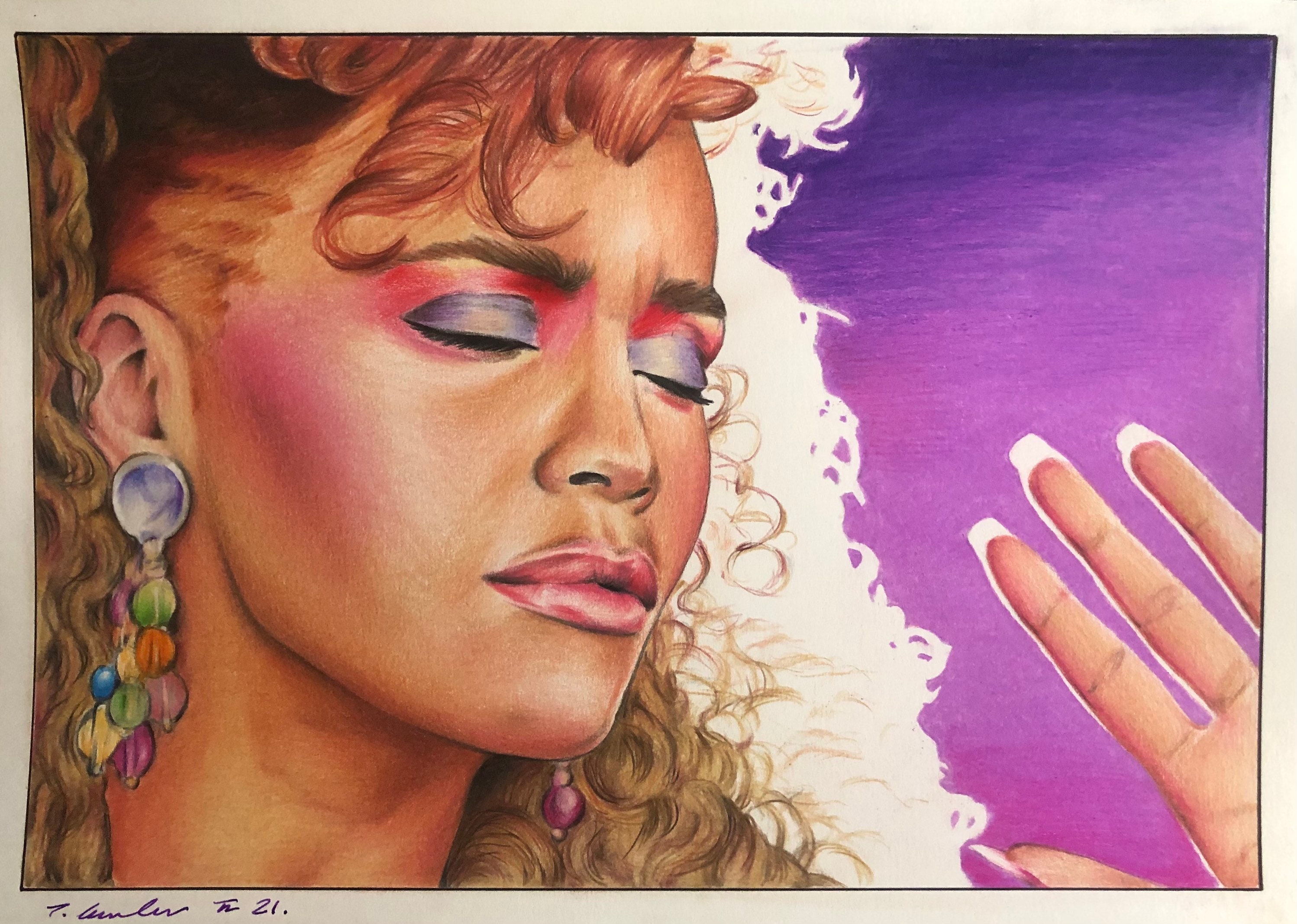 Whitney Houston Original Pencil Drawing . A4 Fan-art | Etsy UK