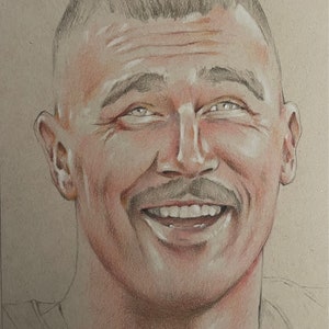 Travis Kelce Original Pencil / Pastel Drawing . Original Fan-art ( Uk ...