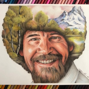 Bob Ross Pencil Drawing . A4 Original Fan-art - Etsy