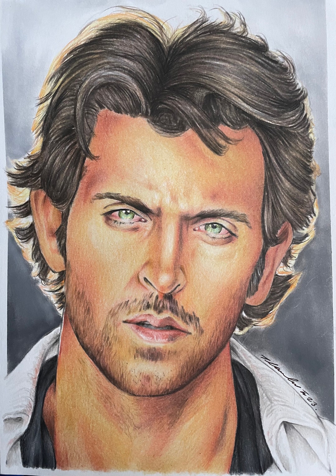 Hrithik Roshan Original Pencil / Pastel Drawing Fan-art A4. - Etsy
