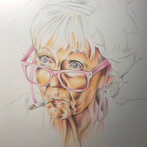 Madge Benidorm Original Pencil Drawing .fan-art A4 . Sheila Reid - Etsy