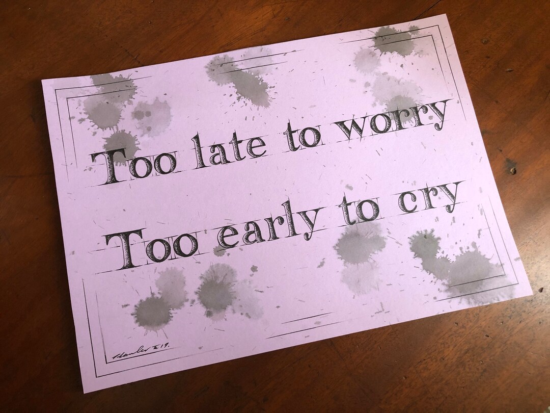 Too Late to Worry.. Too Early to Cry... Original Drawing , Pen Art A4 ...