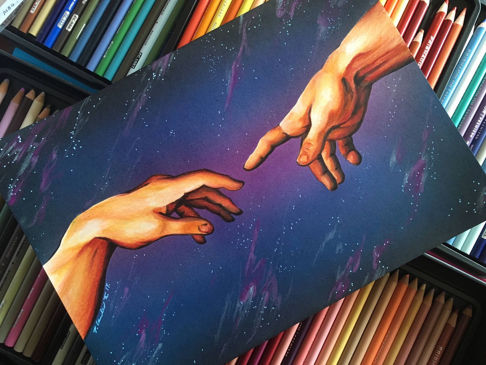 Creation of Adam Drawing .original Fan-art . A4 Sistine Chapel ...