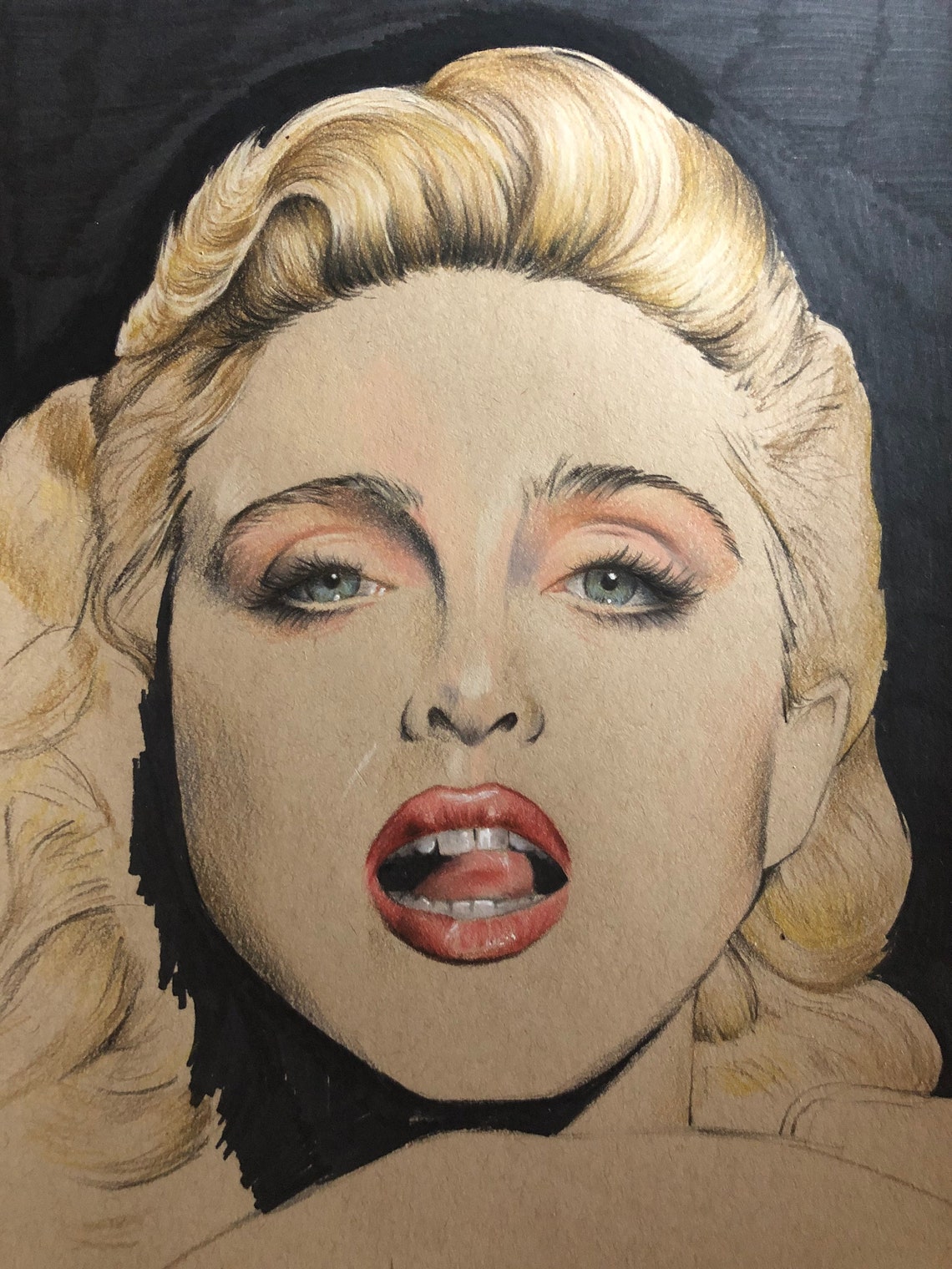 Madonna Original Pencil Drawing A4 Fan-art . Live to Tell 80s | Etsy