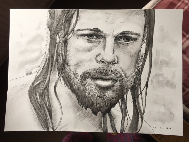 Brad Pitt Original Pen Drawing/ Painting .fan-art A4. Legends - Etsy