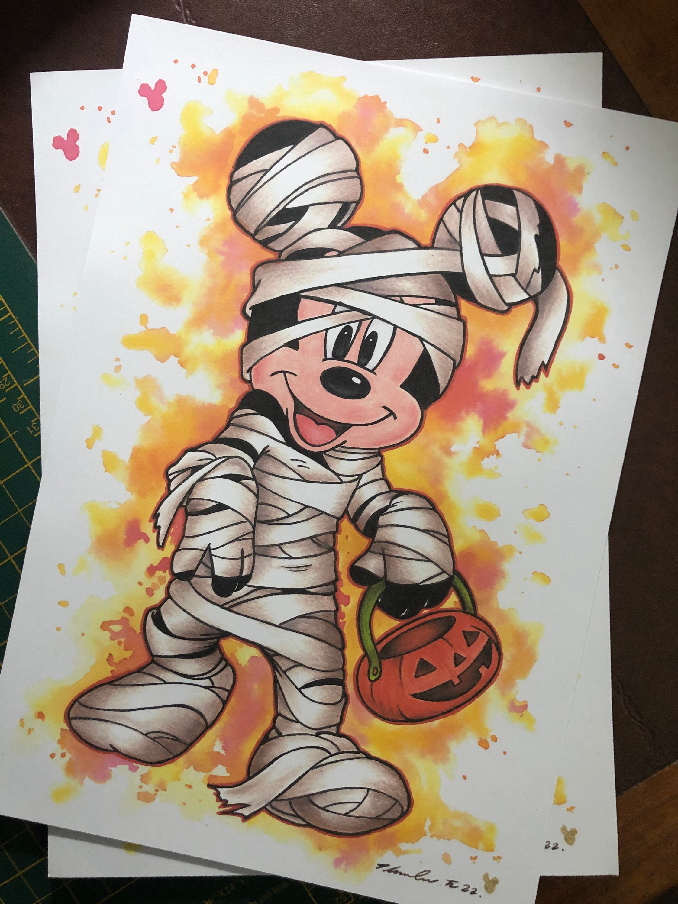 PRINT.... Mickey Mouse Mummy ... Original Fan-art .. . Signed Print ...