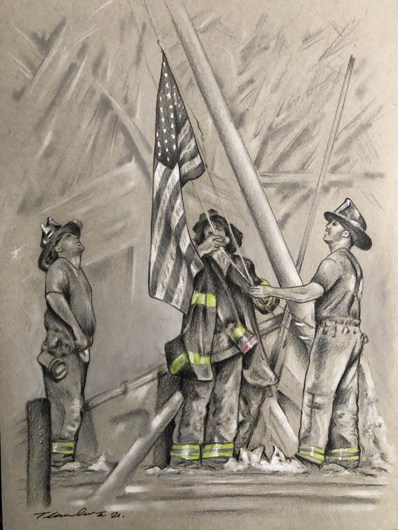 Firefighter Pencil Drawing
