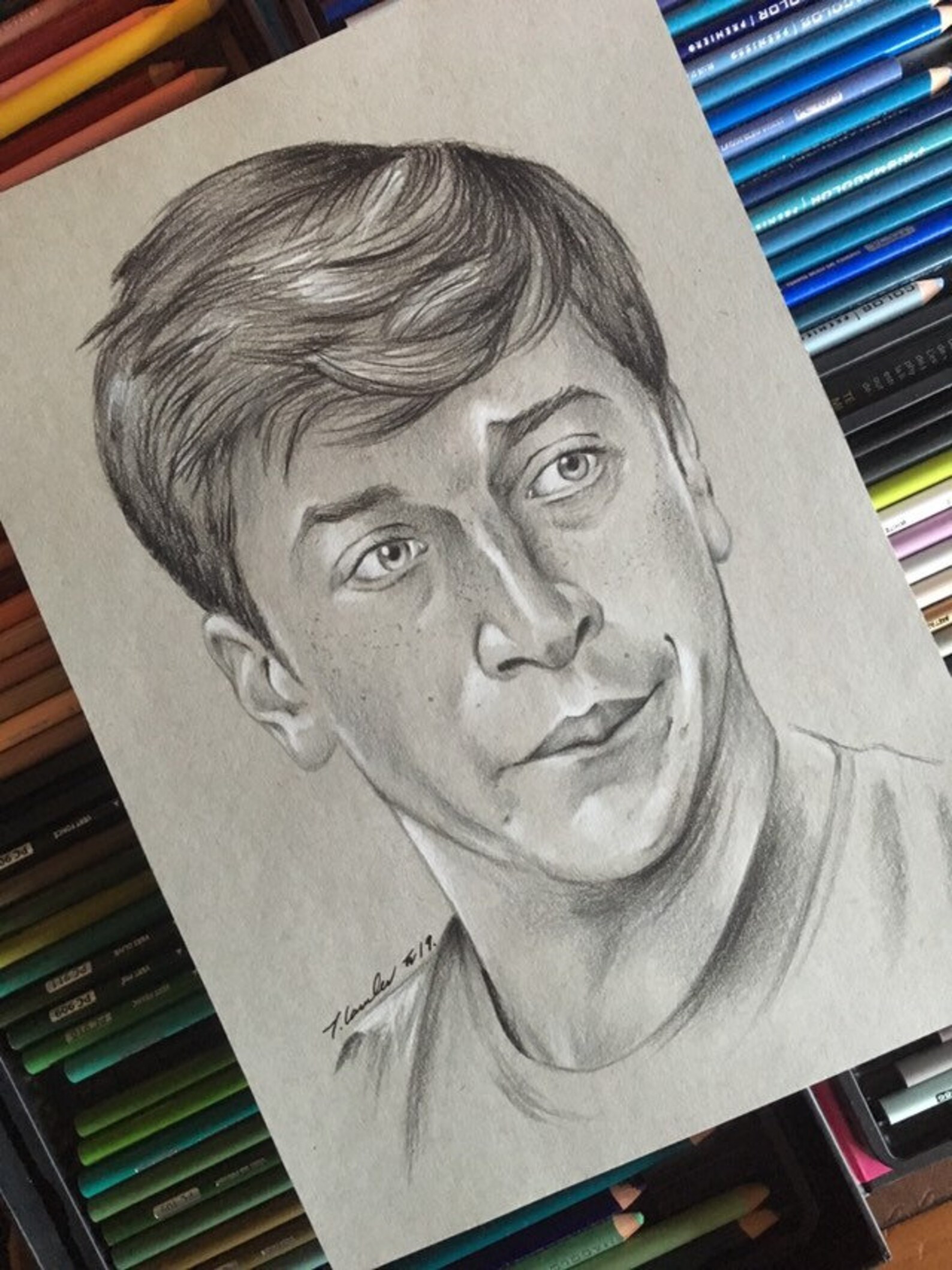 Skyler Gisondo Pencil Drawing Fan-art A4 New. Santa Clarita | Etsy