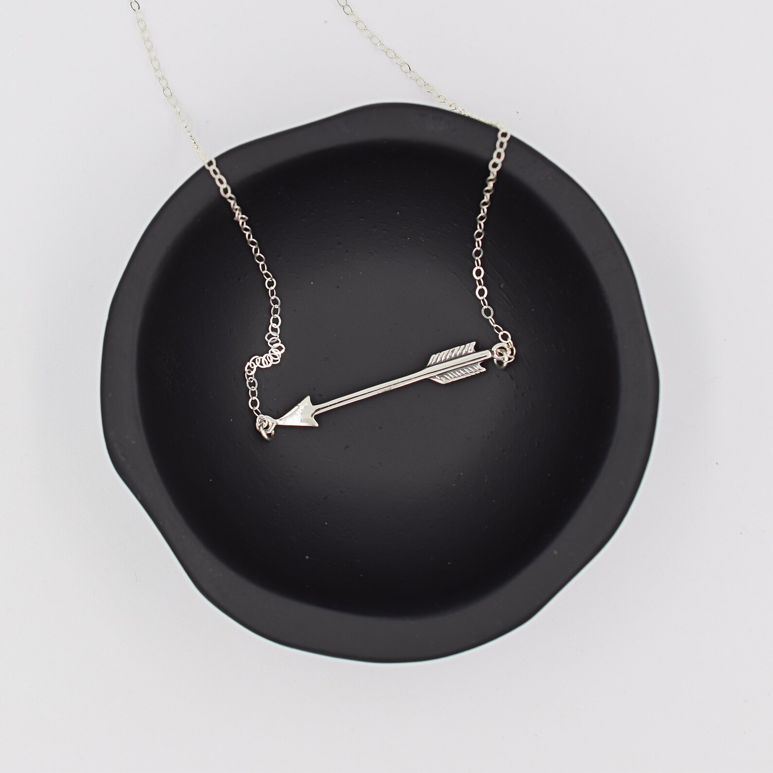 Sterling Silver Arrow Necklace Silver Floating Arrow on thin | Etsy