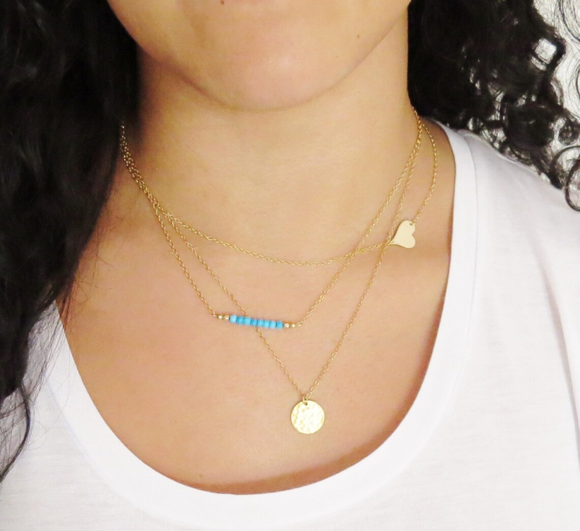 Gold Side Heart Necklace, Offset Heart Necklace, Gold Bridesmaids ...