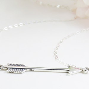 Sterling Silver Sideways Arrow Necklace, Minimalist Design - Etsy
