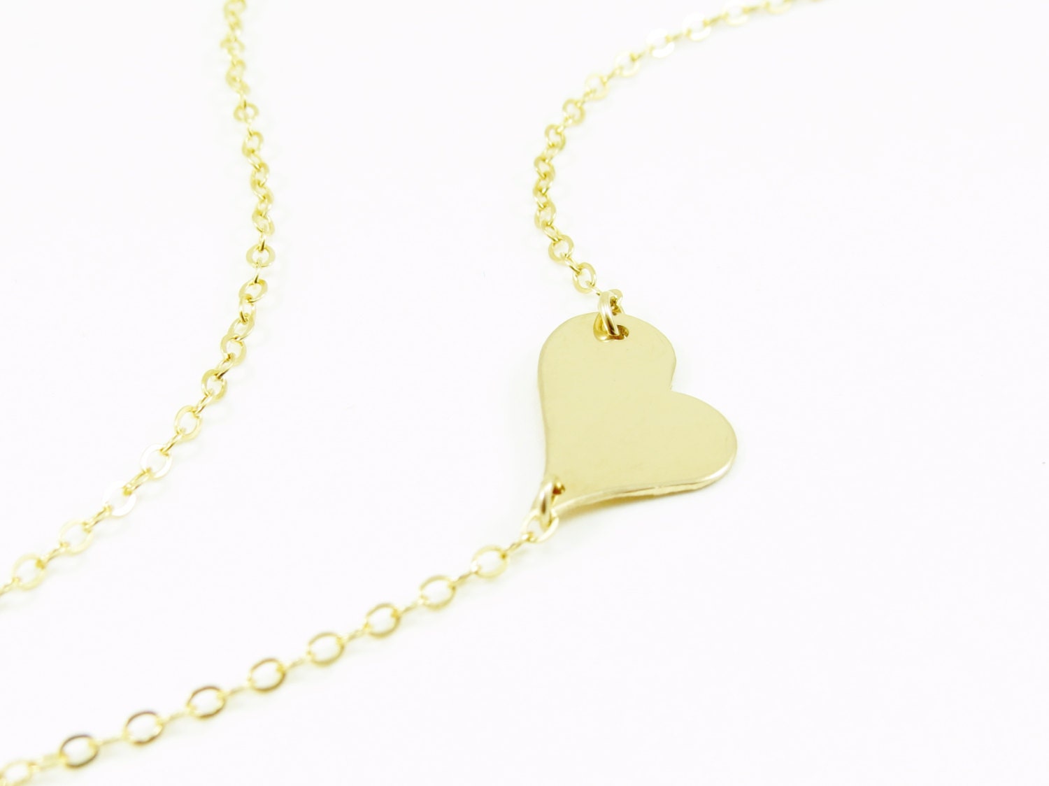 Gold Filled Side Heart Necklace, Custom Length, Handmade - Etsy