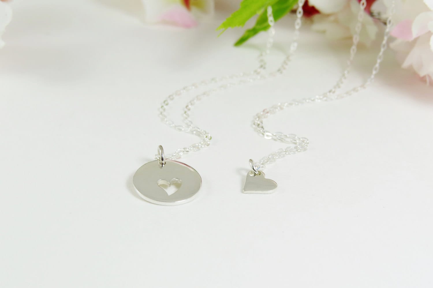 Sterling Silver Mother Daughter Heart Necklace Set, Matching Jewelry - Etsy