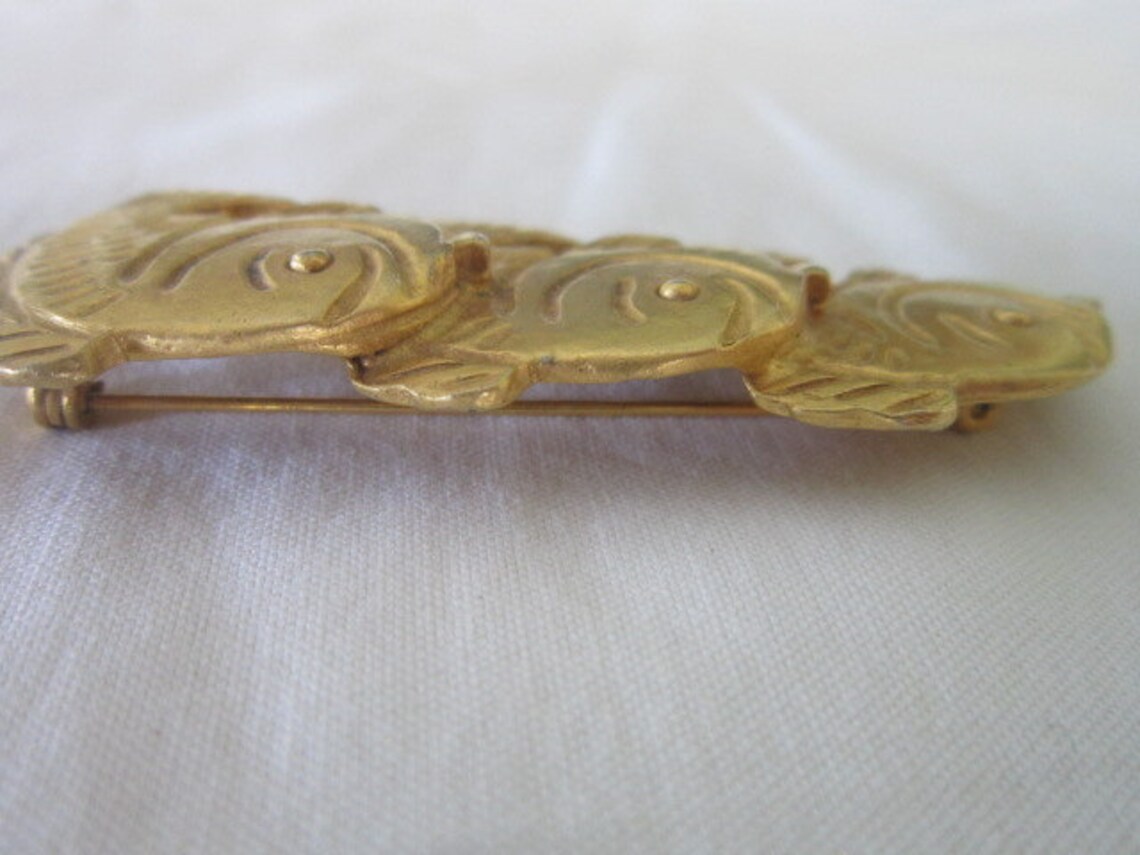 Vintage Tancer II 3 Fish Largegold Tone Brooch Pin Great - Etsy