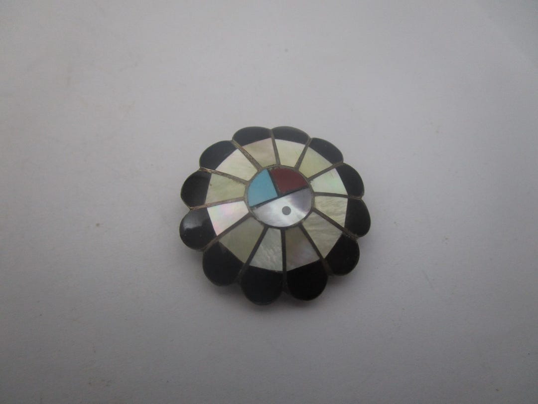Great Native American Zuni Artist Signed Sterling Silver & Inlaid ...