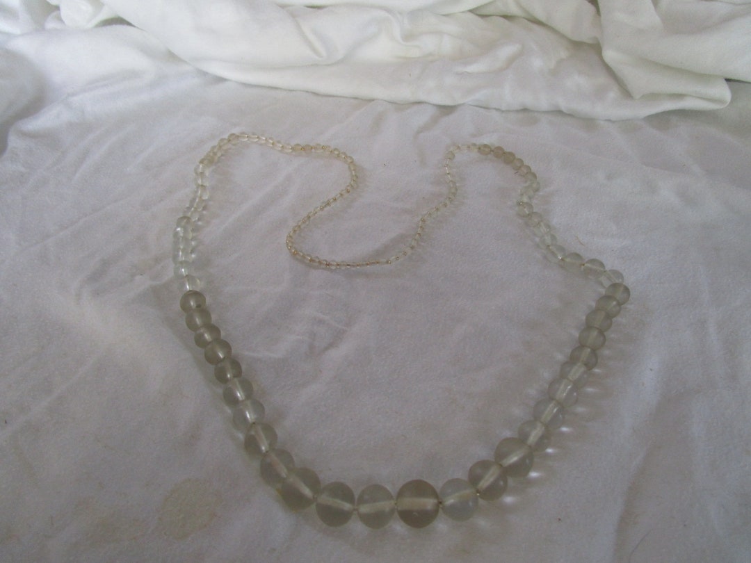 Antique 34" Graduated Frosted Glass Beaded Necklace - Etsy