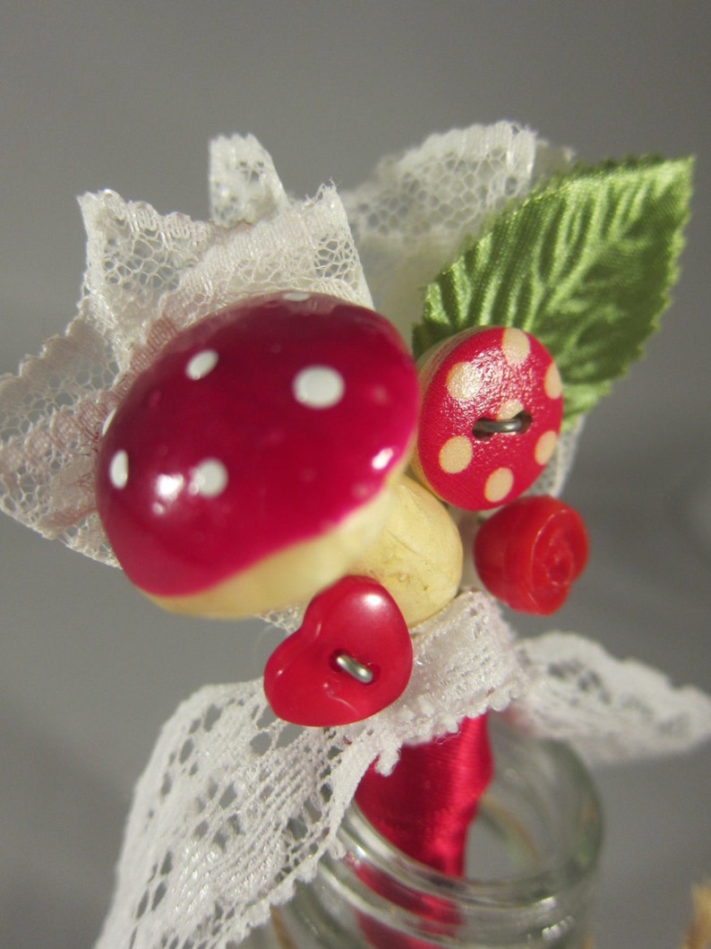 Toadstool Buttonhole, Unique Buttonhole, Red Buttonhole, Wedding ...