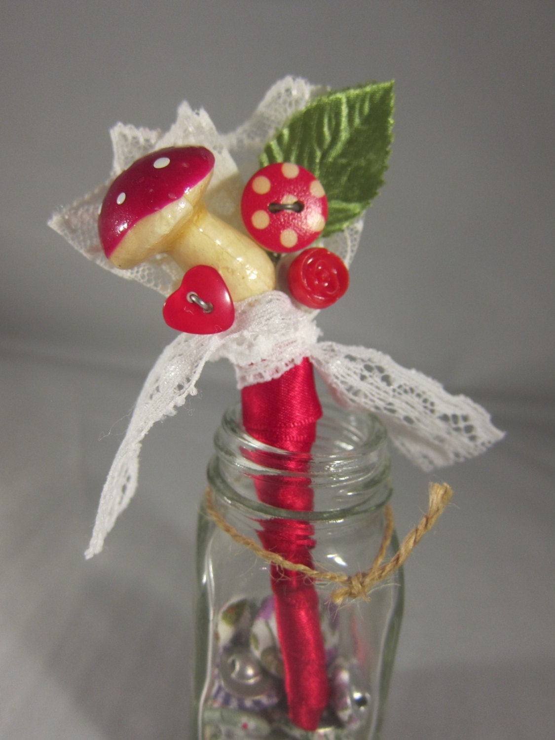 Toadstool Buttonhole, Unique Buttonhole, Red Buttonhole, Wedding ...