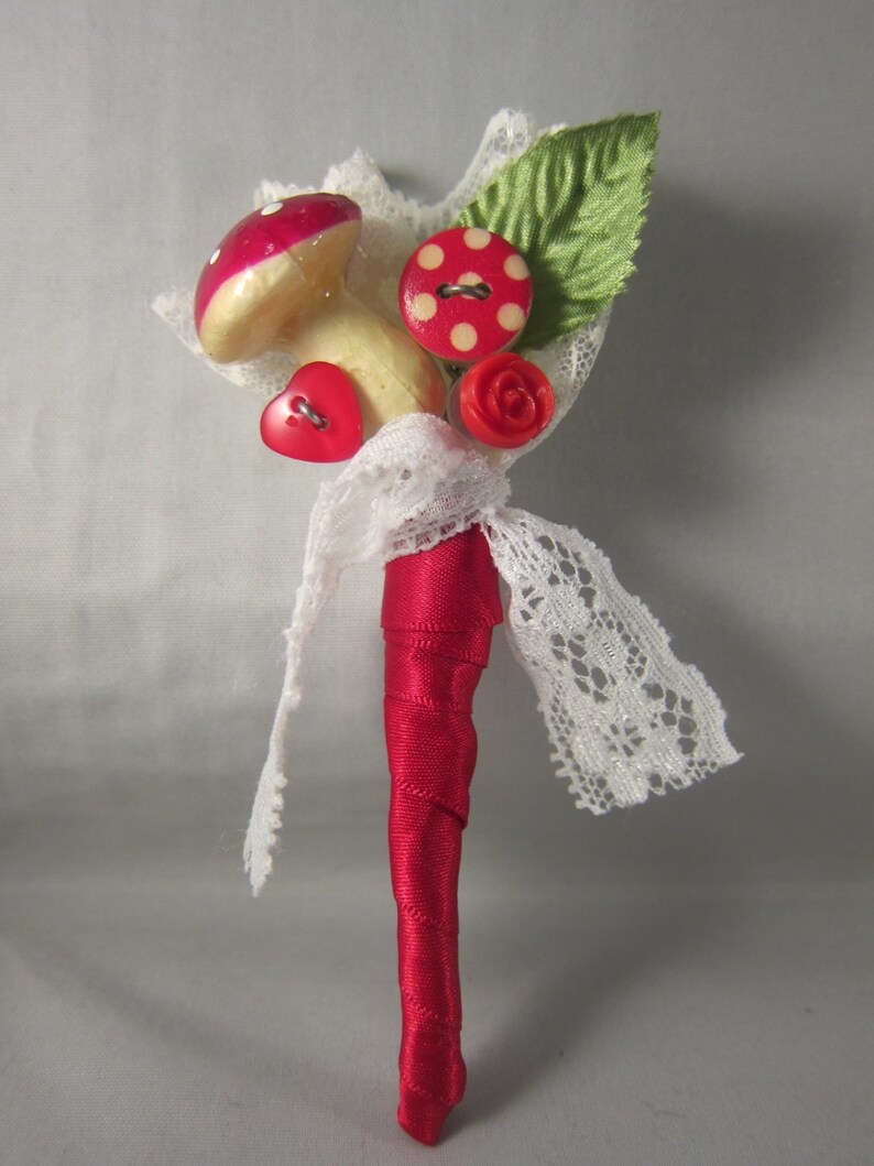 Toadstool Buttonhole, Unique Buttonhole, Red Buttonhole, Wedding ...