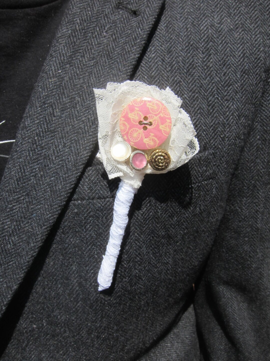 Vintage Buttonhole, Unique Buttonhole, Wedding Buttonhole, Button ...
