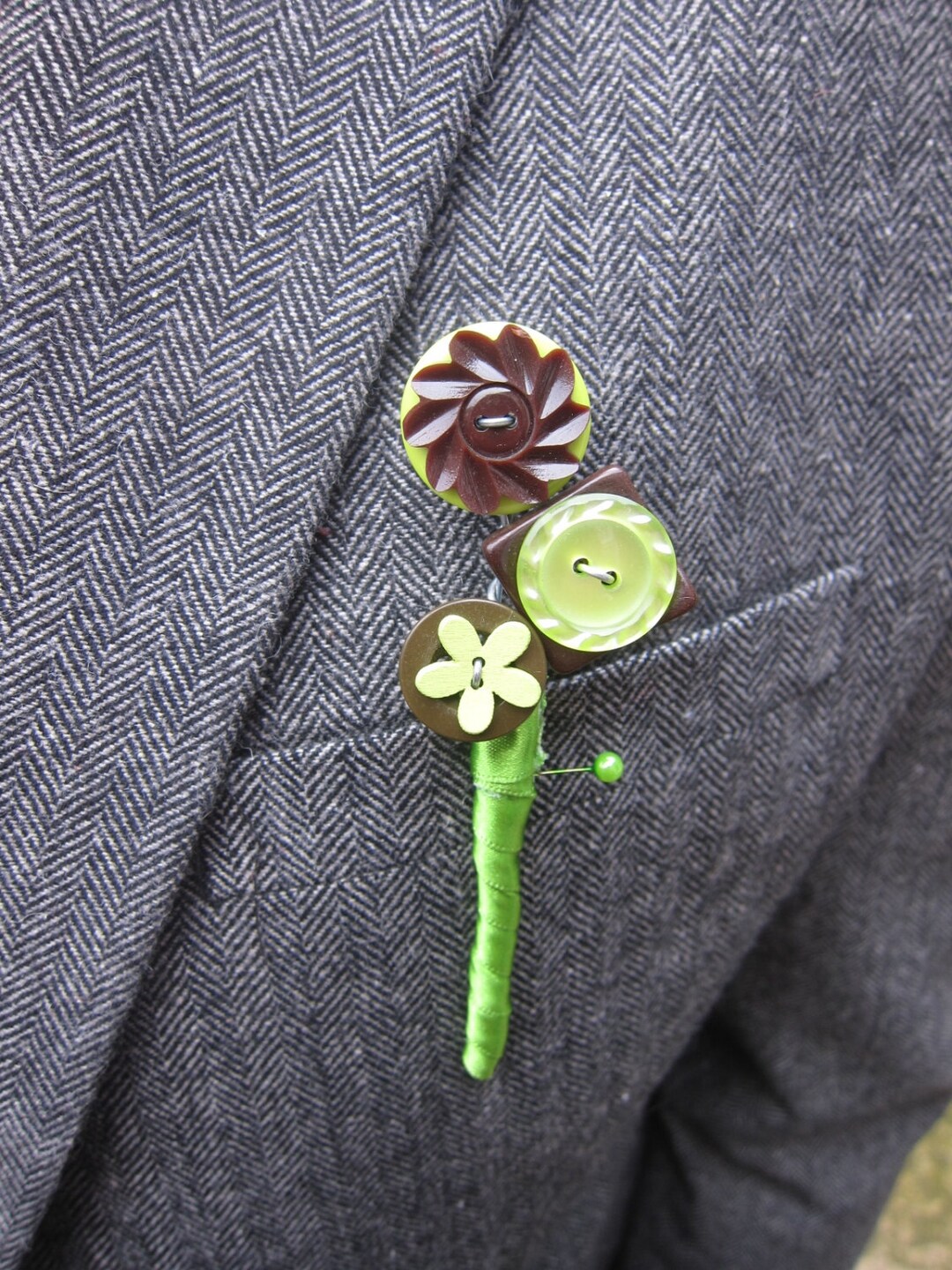 Unique Buttonhole - Lime Green Buttonhole - Unique Wedding Buttonhole ...