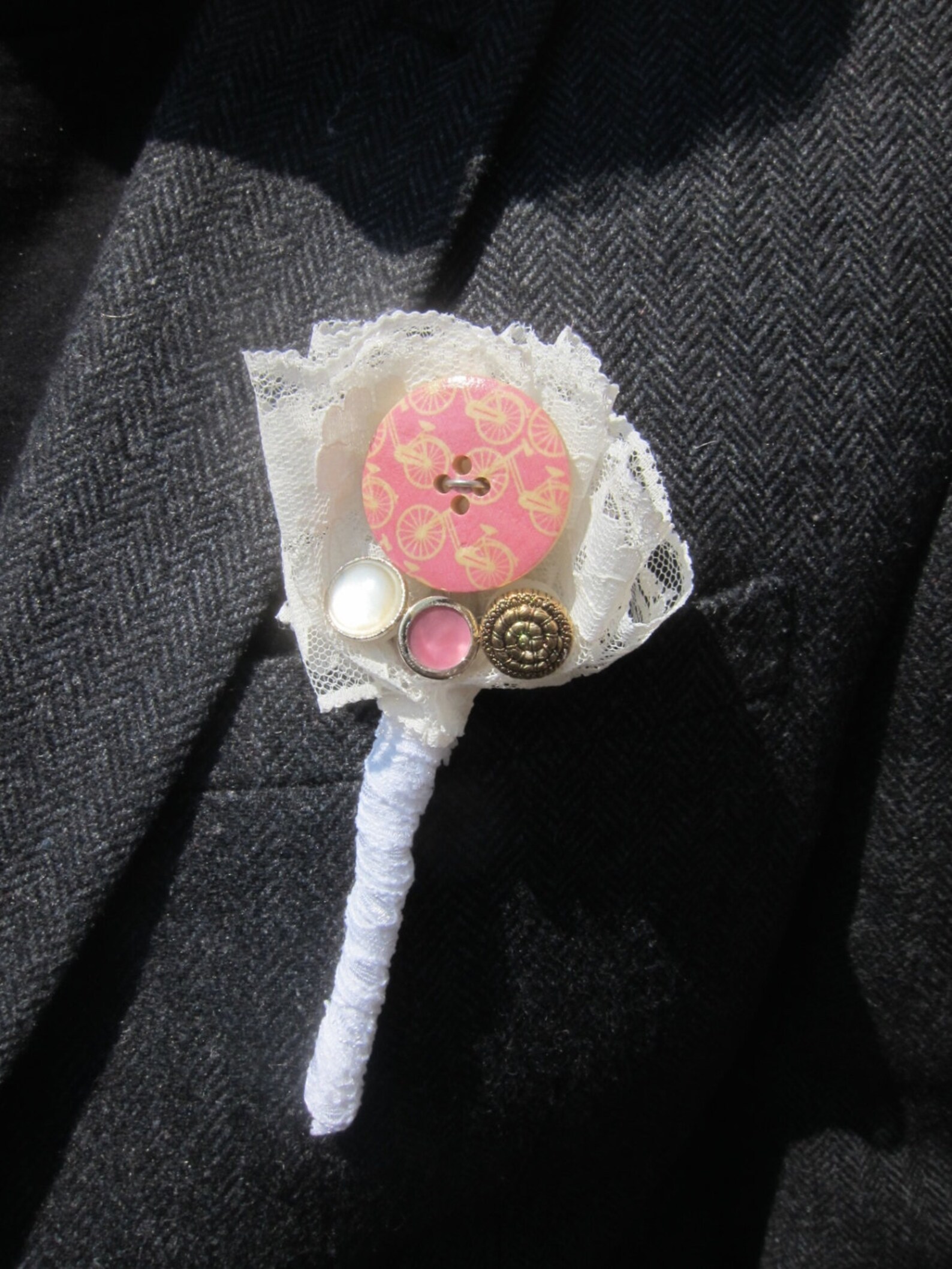 Vintage Buttonhole, Unique Buttonhole, Wedding Buttonhole, Button ...