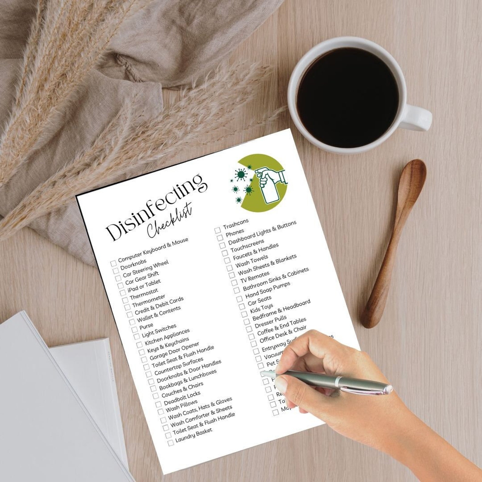 Disinfecting Checklist Minimalist Cleaning Schedule Printable ...