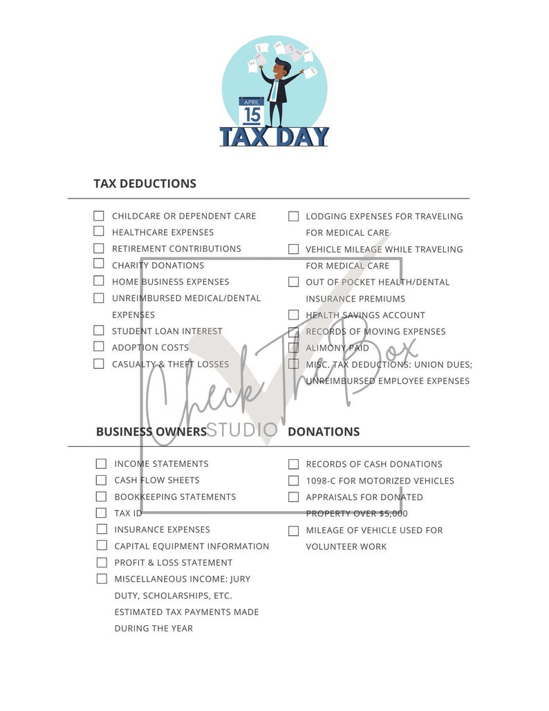 IRS and Tax Season Checklist Printable | Personal and Business Tax ...