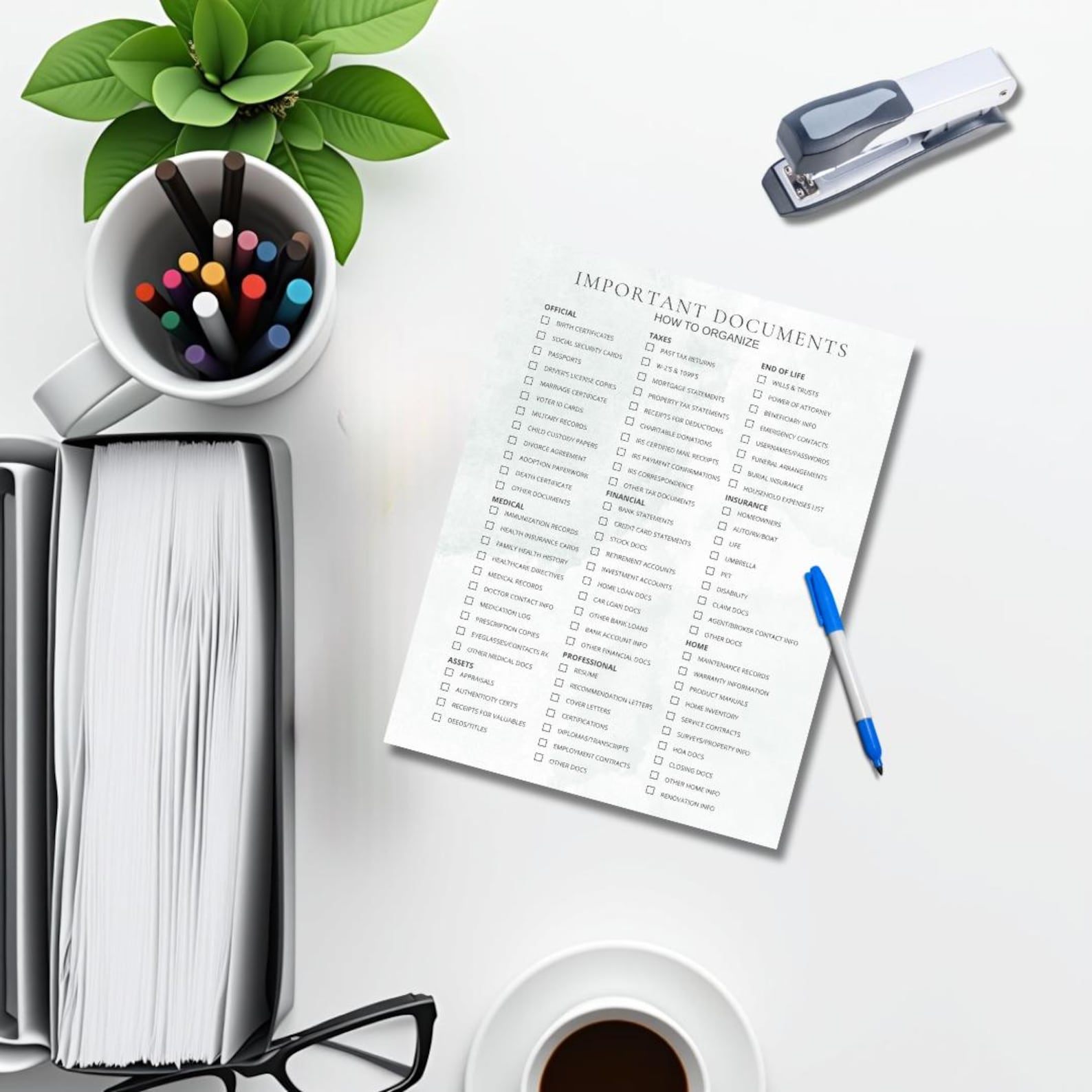 Important Documents Checklist | Printable Filing System Organizer ...