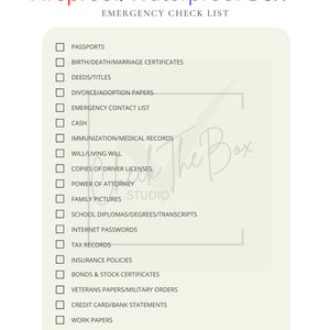 Important Document Checklist Instant Download Printable List Emergency ...