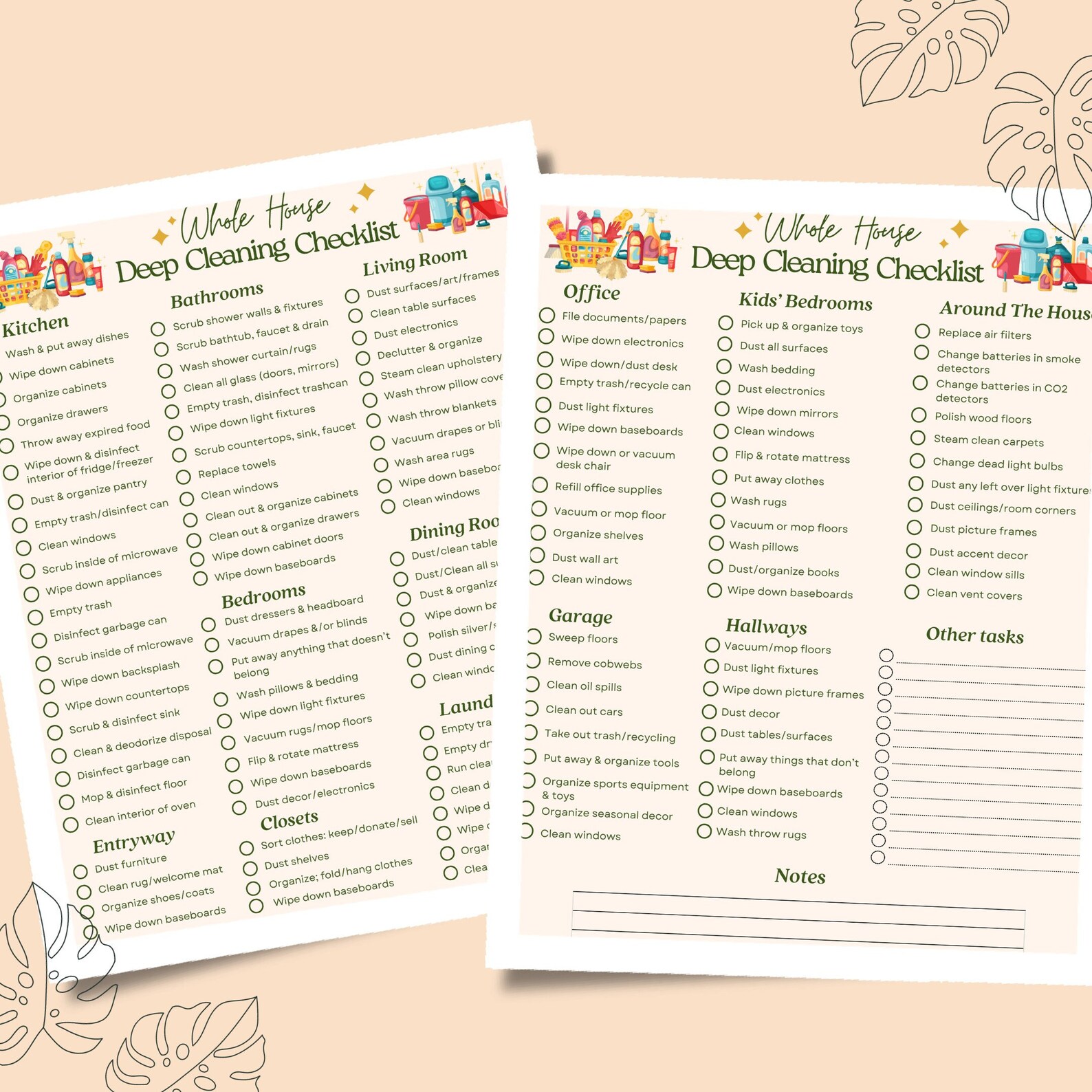 Whole House Deep Cleaning Checklist Printable | Home Organization and ...