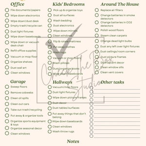 Whole House Deep Cleaning Checklist Printable | Home Organization and ...