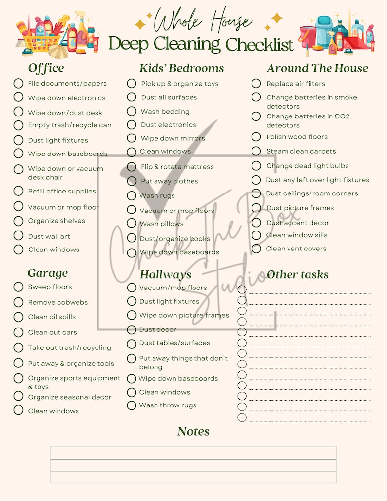 Whole House Deep Cleaning Checklist Printable | Home Organization and ...