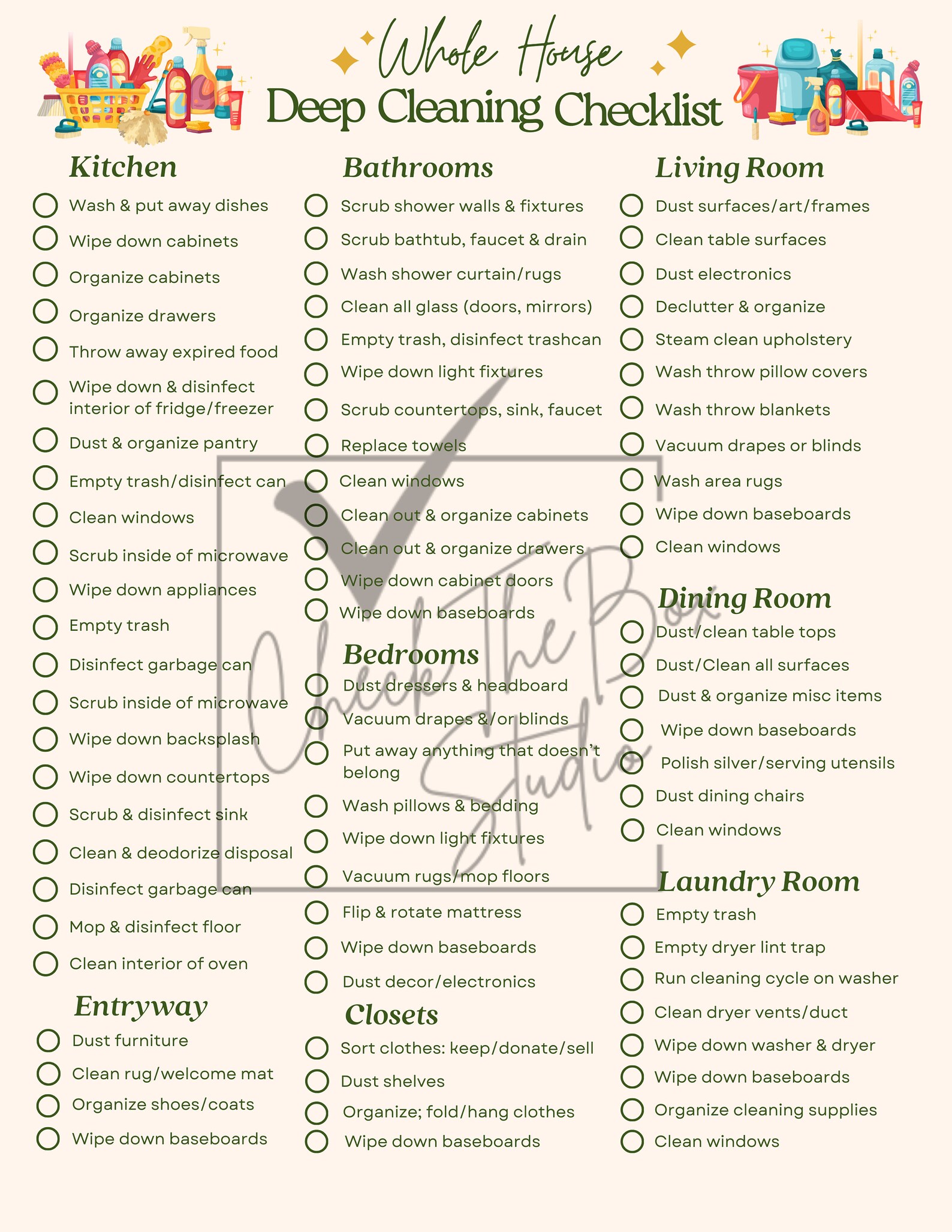 Whole House Deep Cleaning Checklist Printable | Home Organization and ...