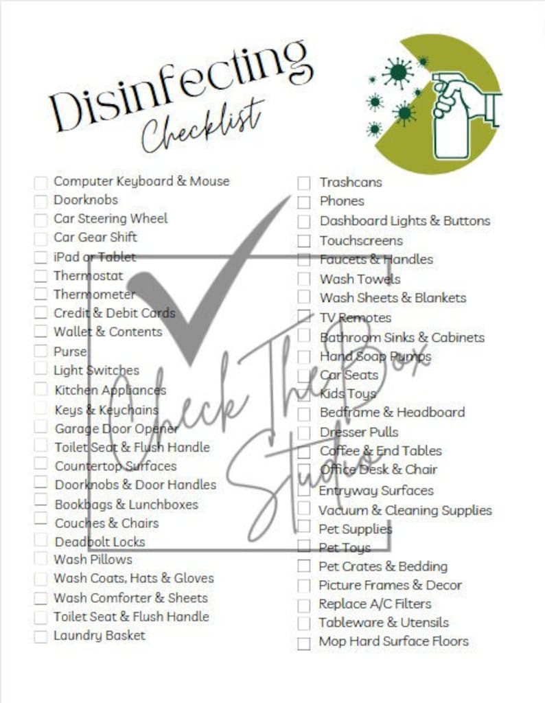 Disinfecting Checklist Minimalist Cleaning Schedule Printable ...