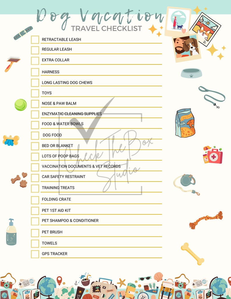 Dog Travel Checklist Minimalist Pet Packing List Printable Pet Vacation ...