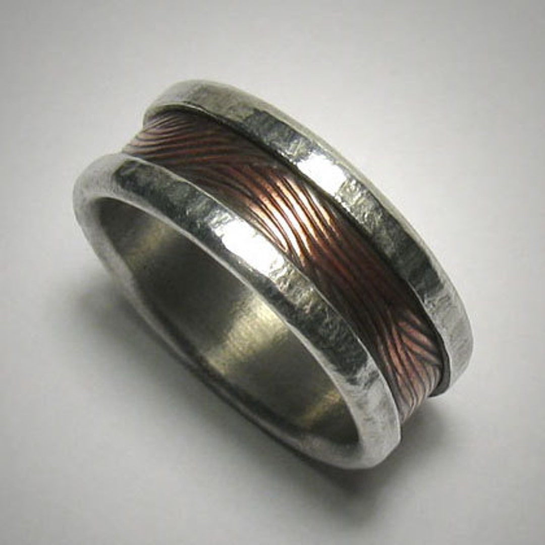 Rustic Mens Ring Mens Wedding Band Promise Ring Hammered Ring Unique ...