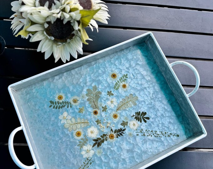 Stainless Floral Serving Tray - Handcrafted - Etsy