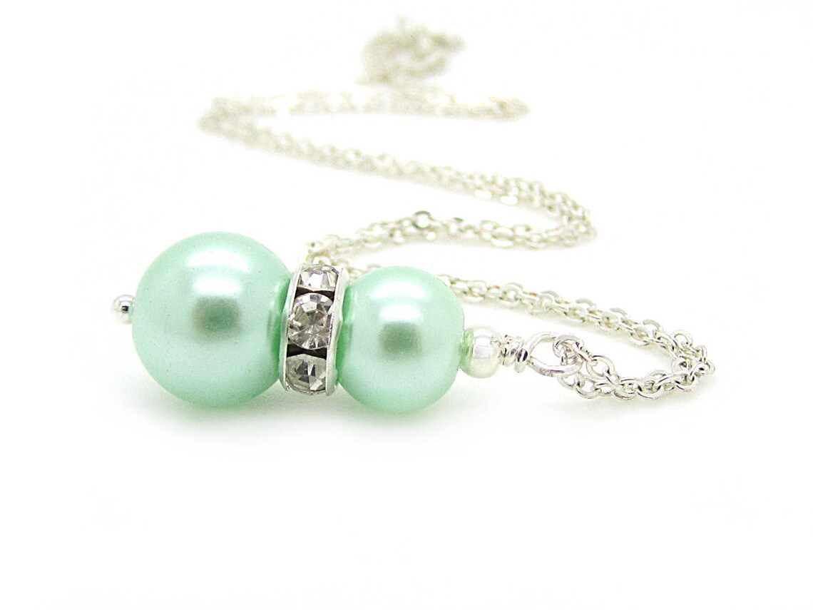 Mint Pearl Necklace Mint Bridesmaid Jewellery Bridal Party - Etsy
