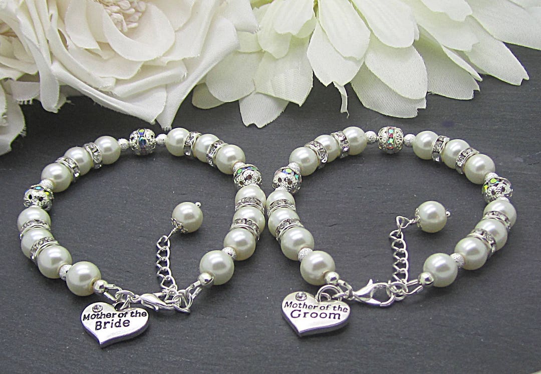Mother of the Bride Bracelet, Mother of the Groom, Set of Two, Ivory ...