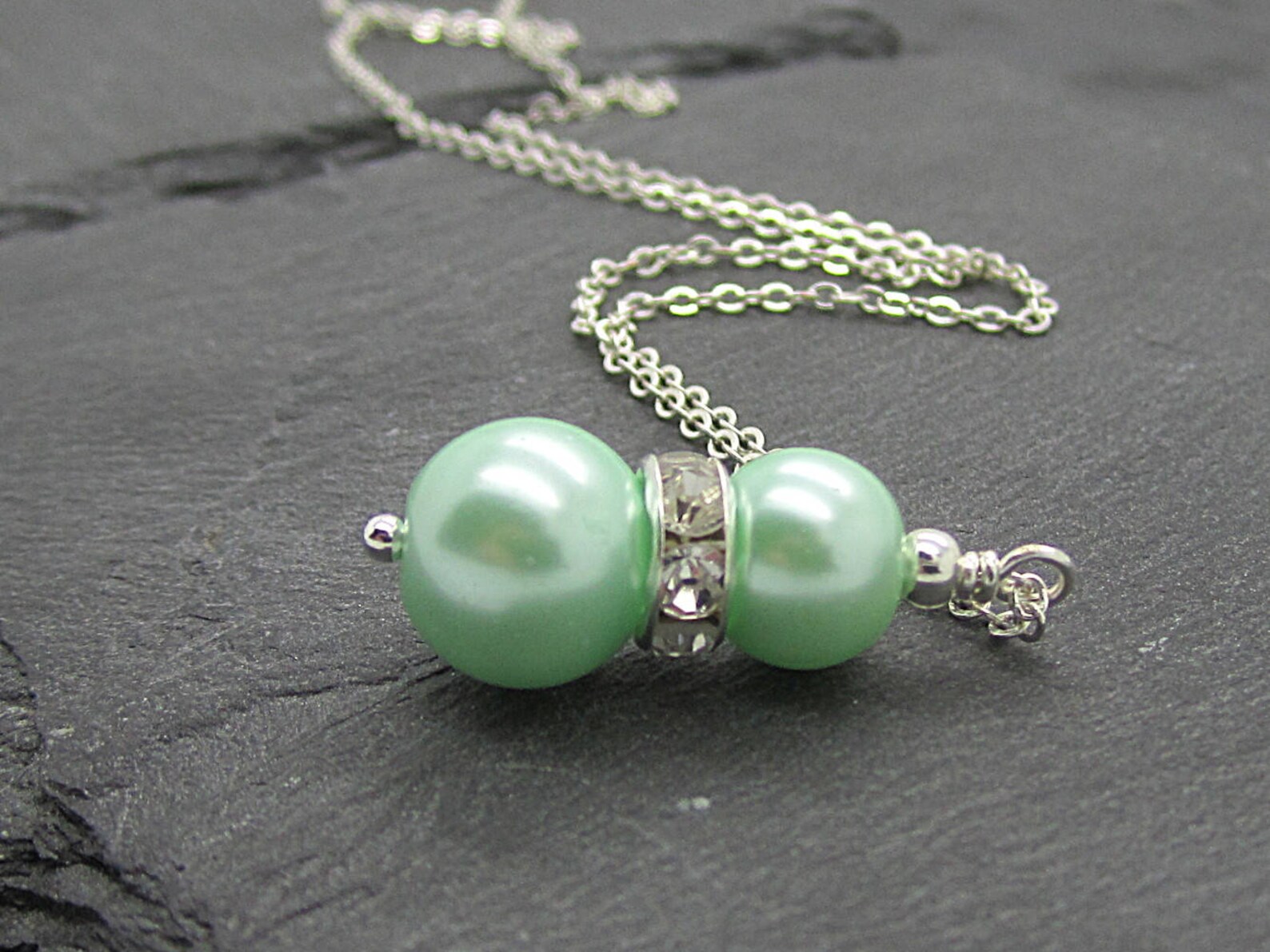Mint Pearl Necklace Mint Bridesmaid Jewellery Bridal Party - Etsy