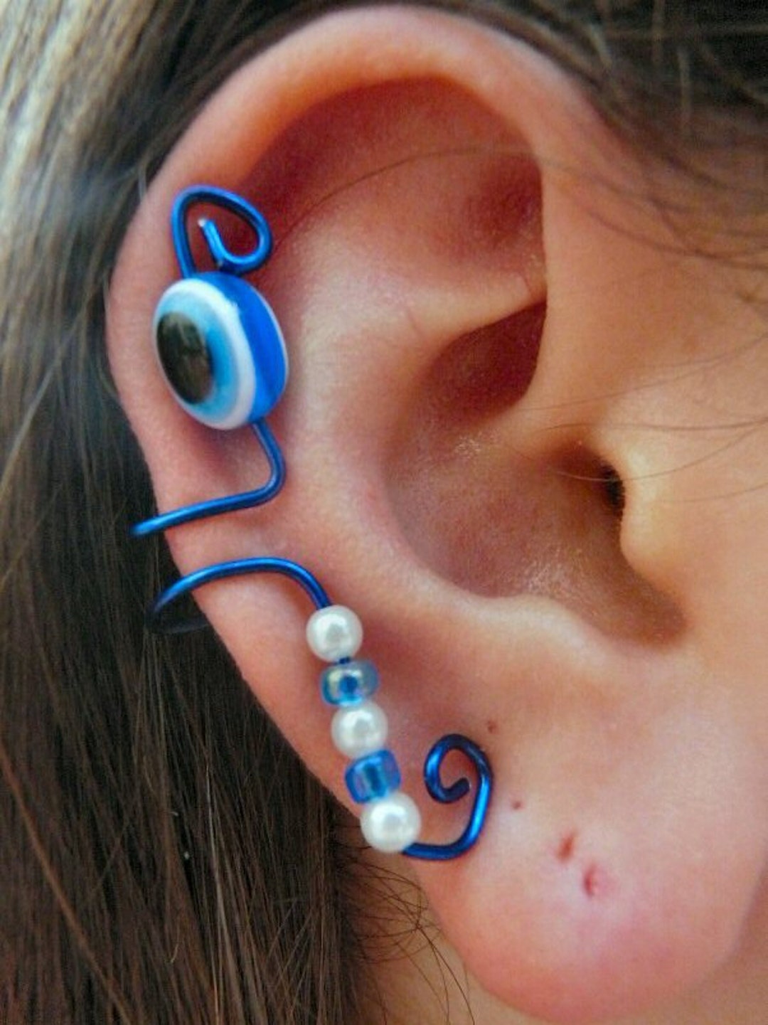 Ear Cuff (blue Evil Eye) - Etsy