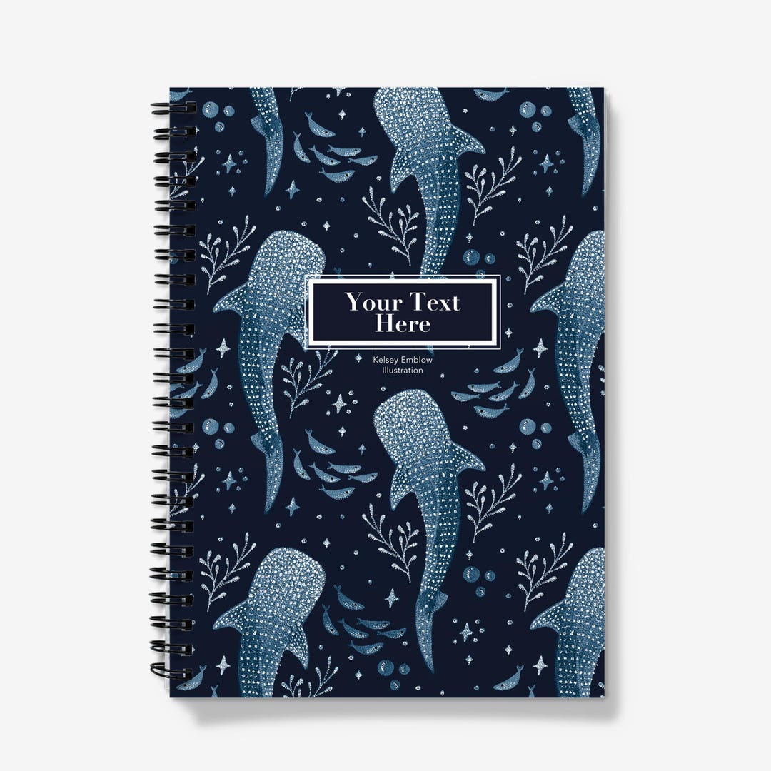 Personalised A5 Notebook, Whale Shark Journal, Lined or Graph Pages ...