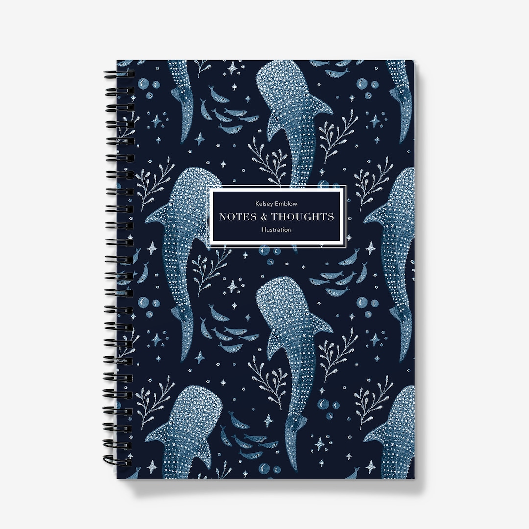 Personalised A5 Notebook, Whale Shark Journal, Lined Pages, Sea Life ...