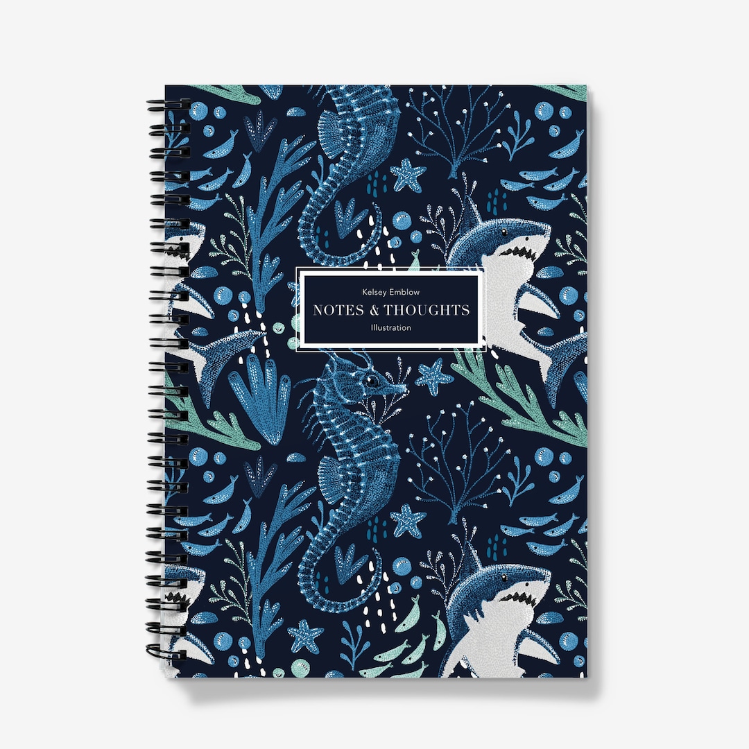 A5 Spiral Notebook, Great White Shark Journal, Lined or Graph Pages ...