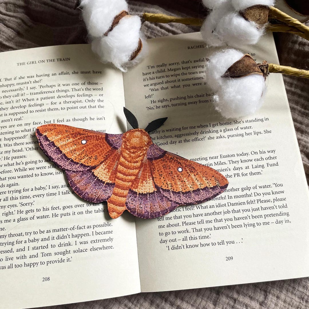 Spiny Oakworm Moth Leather Bookmark, Moth Wing, Insect Stationery ...